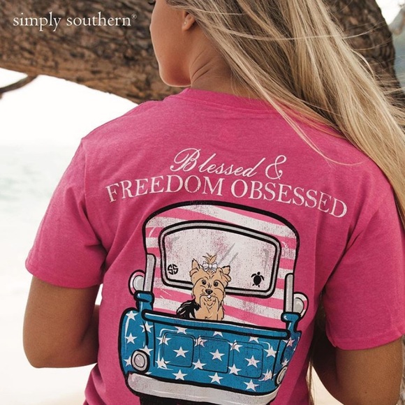 Simply Southern | Tops | Simply Southern Freedom Obsessed Short Sleeve ...